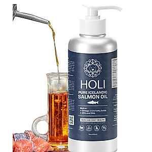 HOLI Salmon Oil for Dogs Skin and Coat | Icelandic Fish Oil for Cats & Dogs | Omega 3 EPA + DHA Supports Joint Mobility, Immune & Heart Health
