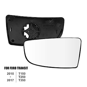 uxcell Driver Left Side Convex Mirror Replacement Lower Glass with Plate for Ford Transit 150 250 350 2015-Onward