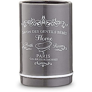 Home Basics Paris Collection Bathroom Accessories Bundle in Grey | Waste Bin | Soap Dispenser | Soap Dish | Tumbler | Toothbrush Holder | Elegant Design