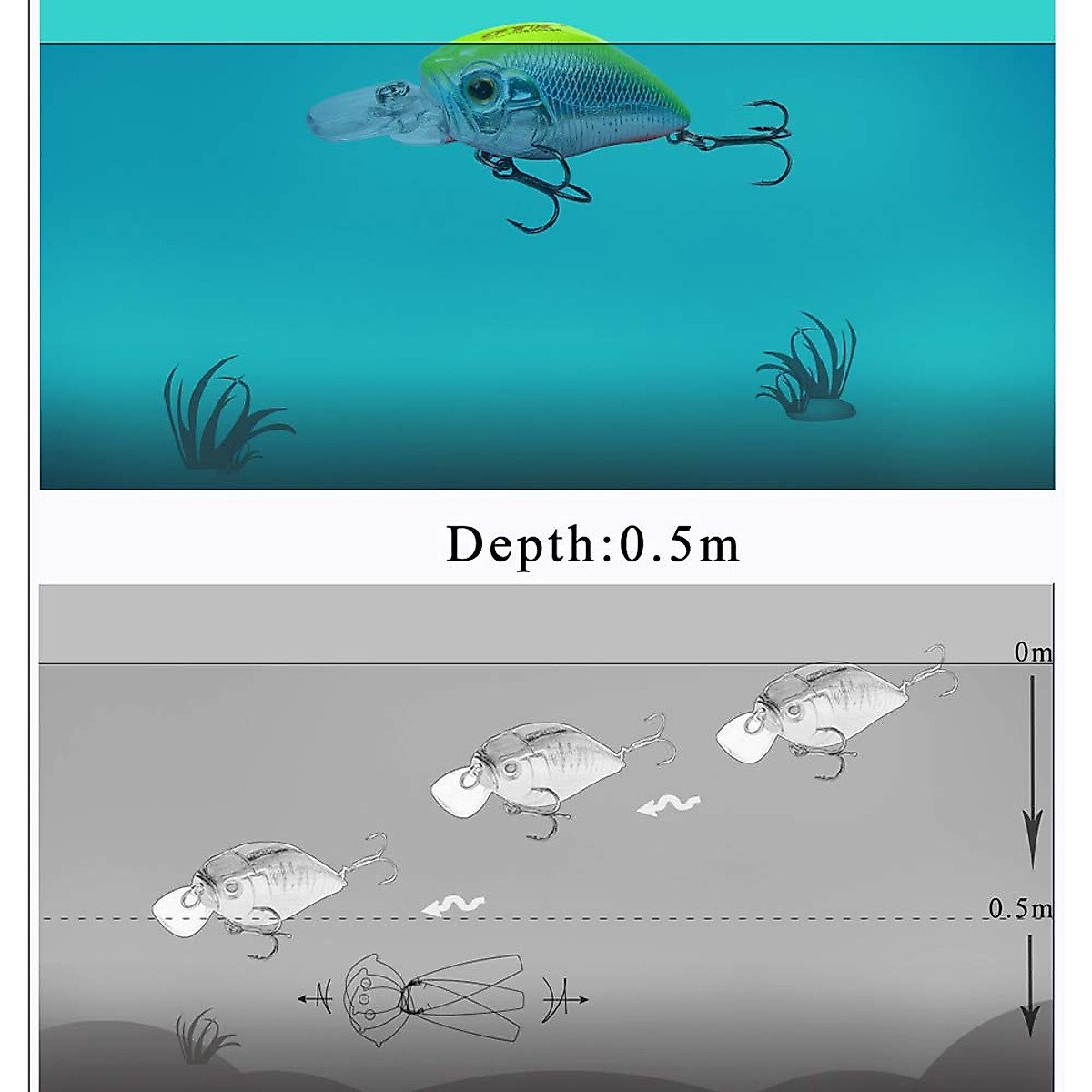 LOVEPET Lures 4.7cm/10g Bionic Fishing Bait,Big Fat Bait, Fake Bait, Outdoor Fishing Tackle,8 Pcs