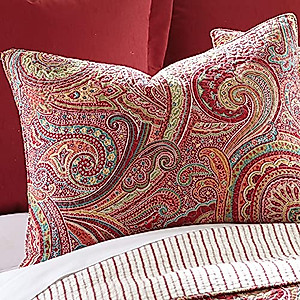 Levtex Home Spruce Red Quilt Set - Full/Queen Quilt + Two Standard Pillow Shams - Paisley Pattern in Burgundy, Red, Tan, Grey -Quilt Size (88 x 92) and Pillow Sham Size (26 x 20Ó)- Reversible -Cotton