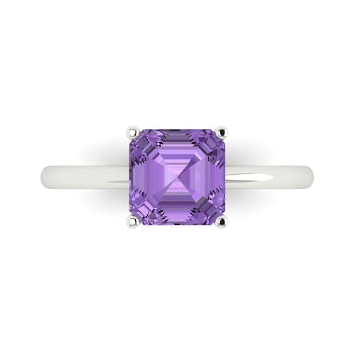 Clara Pucci 2.0 ct Asscher Cut Solitaire Simulated Alexandrite Engagement Bridal Promise Anniversary Ring 18K White Gold Size 8.25
