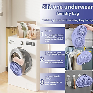 Silicone Bra Washing Bag Anti Deformation Bra Bags for Laundry Flexible Lingerie Bags with Snap Button for Washing Delicates Bra Washer Protector 15 X9.7 Inch Purple Storage Items
