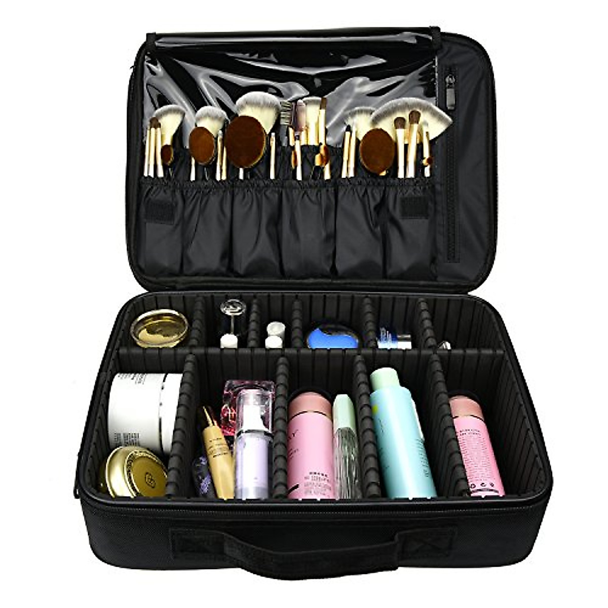goldwheat Travel Makeup Case Beauty Cosmetic Bag Multifunctional Makeup Bag with Adjustable Shoulder Strap