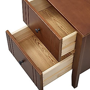 MUSEHOMEINC Mid Century Solid Wood Nightstand with Two Drawers for Bedroom or End Table for Living Room