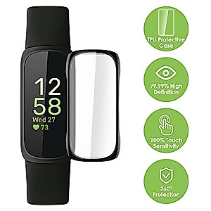 NANW 3-Pack Screen Protector Compatible with Fitbit Inspire 3, TPU Rugged Bumper Case Cover All-Around Protective Plated Bumper Shell Accessories for Inspire 3 Smartwatch