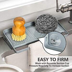 JOMOLA Sponge Holder for Kitchen Sink Sponge Tray 2-in-1 Plastic Scrubber Holder with Suction Cup for Kitchen Bathroom Laundry Black