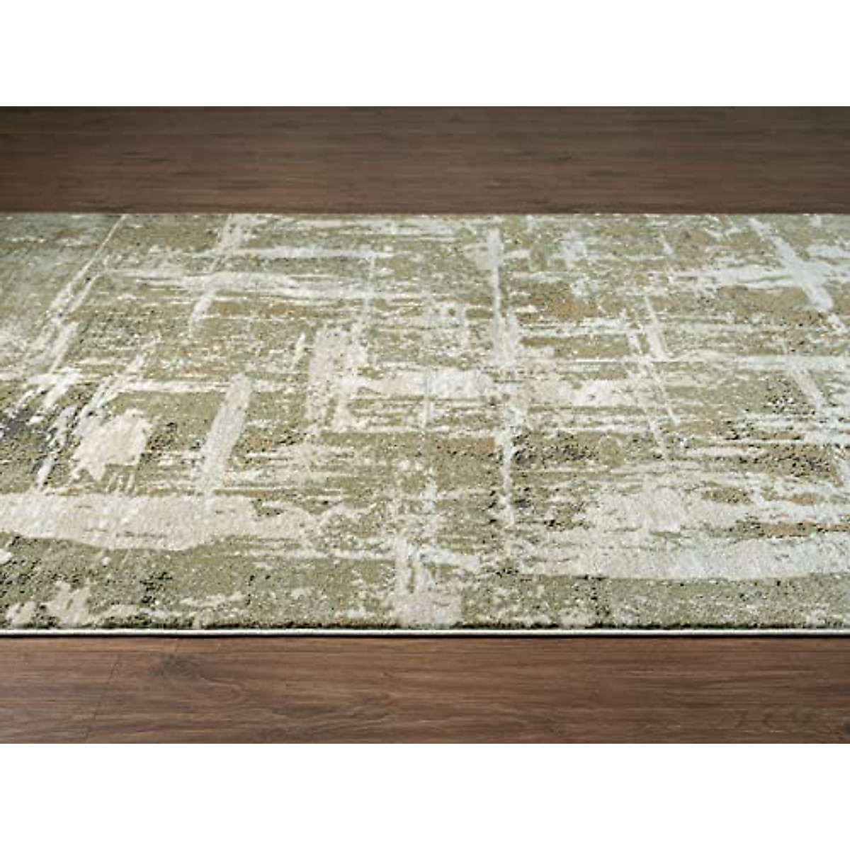 Abani Savoy Collection Area Rug - Contemporary Green/Cream Design - 6' x9' - Easy to Clean - Durable for Kids and Pets - Non-Shedding - Medium Pile - Soft Feel - for Living Room, Bedroom & Office