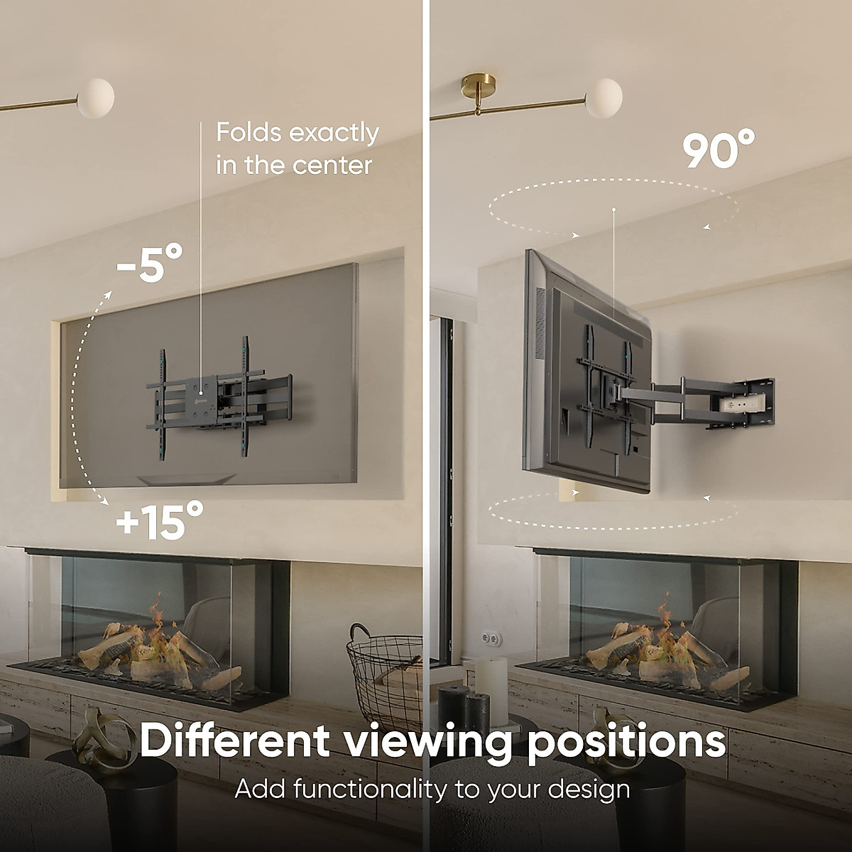 ONKRON Heavy Duty TV Wall Mount for 42-110 Inch TVs & Interactive Panels up to 220 lbs - Full Motion Swivel & Tilt, Black