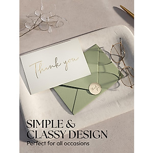 Thank You Cards With Envelopes - Thank You Notes With Envelopes Set of 100 - Wedding Thank You Cards With Envelopes Bulk - Baby Shower Thank You Cards With Envelopes - Blank Thank You Cards Bulk - 4x6