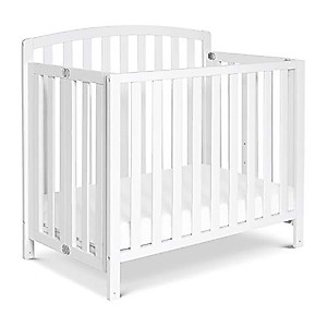 DaVinci Dylan Folding Portable 3-in-1 Convertible Mini Crib and Twin Bed in White, Greenguard Gold Certified