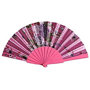 GJHL fan Best Chinese Style Dance Wedding Party Lace Silk Folding Hand Held Flower Fan Hand fan (Color : Pink)