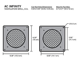AC Infinity White Ventilation Grille 6", for PC Computer AV Electronic Cabinets, Replacement Grille for AIRPLATE S3/T3