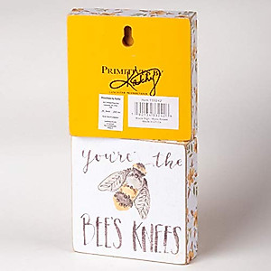 Primitives by Kathy Wood Box Sign, 4" Length x 4" Height x 1" Width, You're The Bee's Knees