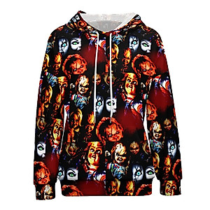 ZHANGXM Women's Pullover Autumn Soft and Comfortable Chucky Slim Fit Loose Hip-Hop Long-Sleeved Sweatshirt Men 2XL