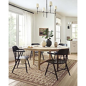 Lahome Mandala Easy Jute Area Rug -5 x 7 Farmhouse Rugs for Living Room Ultra-Thin Washable Natural Bedroom Rugs Non-Shedding Sisal Carpet Outdoor Jute Rugs for Patio Dining Room (5'x 7',Beige)