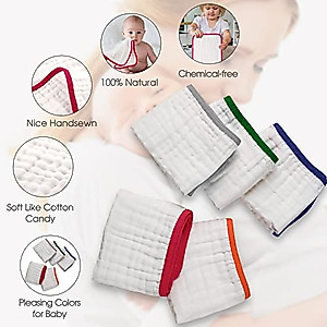 MUKIN Baby Burp Cloths Sets for Unisex Newborn Burping Clothes 6 Pack Bibs Rags for Boys and Girls (Grey)