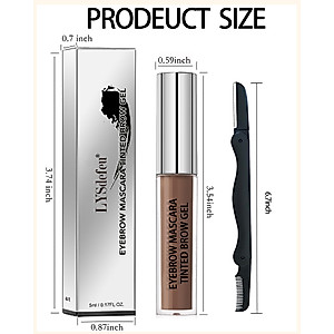 Waterproof Tinted Brow Gel-Long Lasting SmudgeProof Liquid Eyebrow Makeup,Eyebrow Mascara Tinted Brow Glue,Brow Filler Tint,Volumizing Enhance Brow Mascara,With Brow Razor Brush for Women-04Dark Brown
