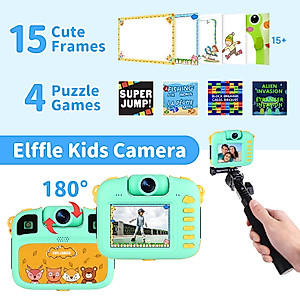 1080P Kids Camera, Underwater kids Waterproof Camera Kids Digital Camera Gifts for Boys Girls Age 3-13 HD Mini Children Camcorder 2.4 Inch IPS Screen with 32GB Card and Soft Silicone Case