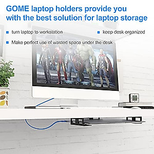 GOME Under Desk Laptop Mount Metal Bracket with Felt Board to Protect Your Laptop, Under Desk Laptop Tray Holder Desk Shelf with Screws to Enhanced Stability