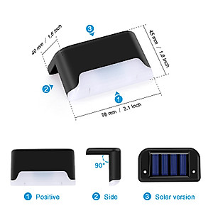 Phenas Solar Deck Light Outdoor Solar Fence Light Energy Saving Solar Step Light with Auto Working Mode Waterproof LED Solar Stair Light for Railing Deck Patio Yard Pathway Garden Decor, Black