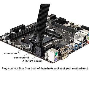 OwlTree 2 Pack EPS12V CPU 8 Pin Female to CPU ATX 8 Pin and ATX 4 Pin Male Power Supply Extension Cable EPS 12V for Motherboard 10.6 inch
