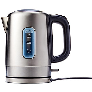 Amazon Basics Stainless Steel Portable Fast, Electric Hot Water Kettle for Tea and Coffee - 1 Liter, Gray/Black