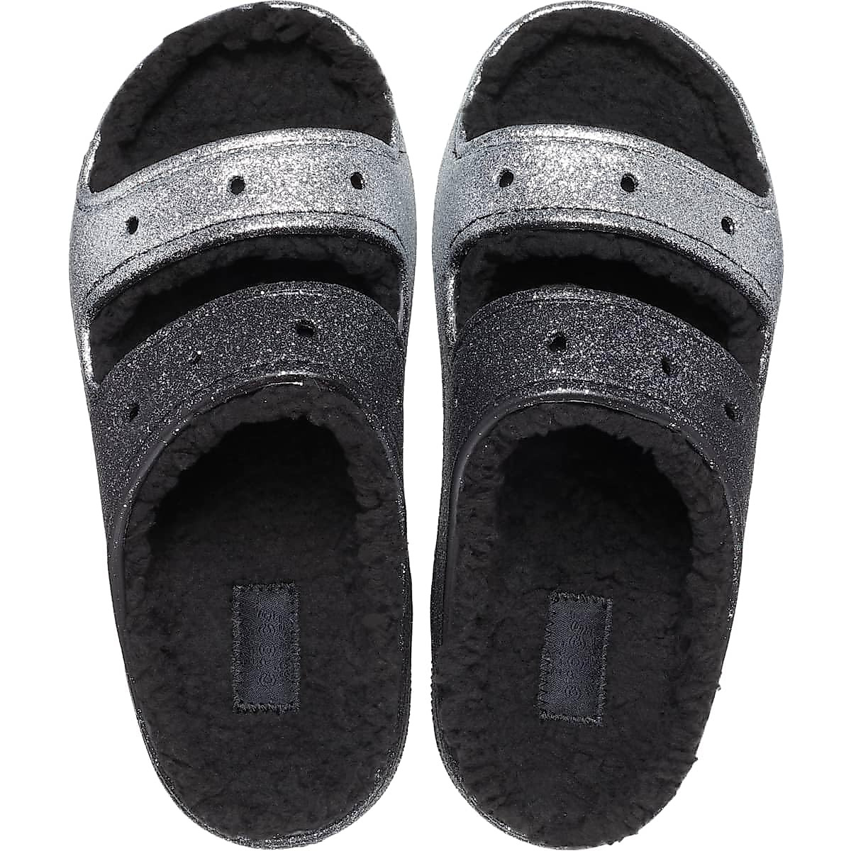 Crocs Unisex Classic Cozzzy Sandals, Fuzzy Slippers and Slides, Black/Silver, Numeric_6 US Men