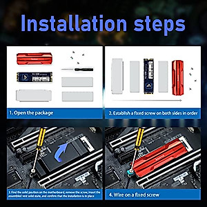 DUOMEIQI 1TB PCIe3.0 M.2 2280 Internal SSD High Performance Solid State Drive up to 520MB/s for Desktop Laptop Computer(1TB NVME + Red Aluminum Heatsink)