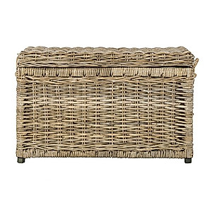 happimess HPM9003B Jacob 30" Wicker Storage Trunk, Collapsible for flat storage, Rattan-Kubusoft Gray, Coastal for Office, Dorm Room-LivingRoom, Bedroom, Dining Room, Natural
