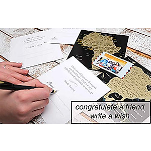 Scratch off map World Scratch card Greeting Cards Detailed 6 Continents wall map Scratch Card Black Gold Push Pin map for Travelers personalized by Mymap