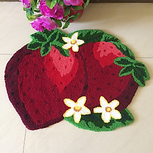 Newrara Strawberries Modern Shag Area Rugs Strawberries Mat Living Room Carpet Bedroom Rug for Children Play Solid Home Decorator Floor Rug and Carpets