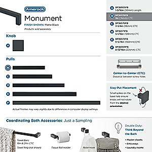Amerock | Cabinet Pull | Matte Black | 3 inch (76 mm) Center to Center | Monument | 1 Pack | Drawer Pull | Drawer Handle | Cabinet Hardware
