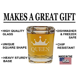 Rogue River Tactical Square Funny Queen Shot Glass Gift For Her Wife Mom Mother Joke Gag Gift