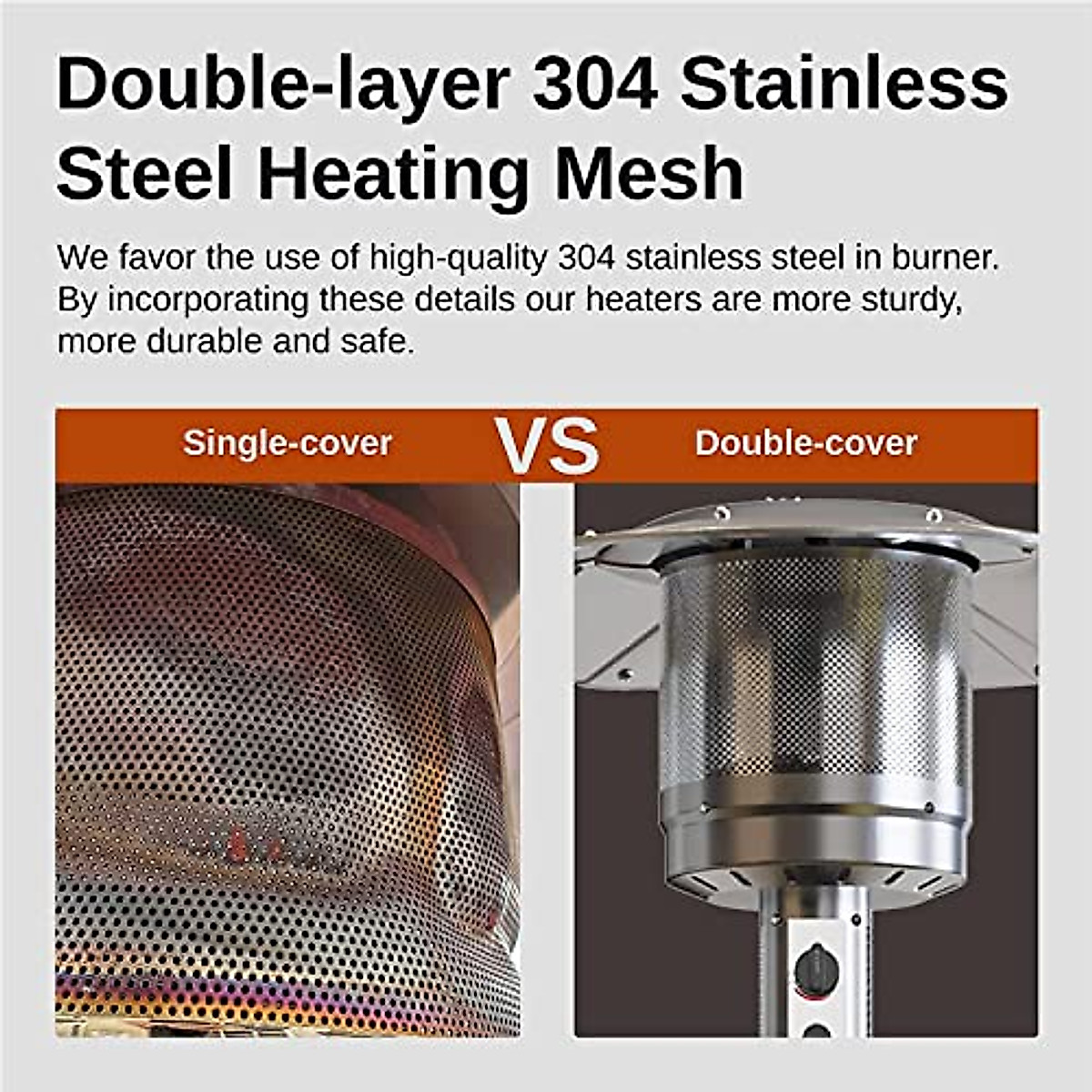 UEIDIHI Portable Outdoor Heater, 50,000 BTU Tabletop Patio Heater with Wheels, Propane Gas Heater with Triple Protection System, Suitable for Garden, Patio