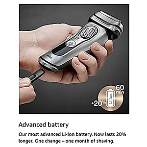 Braun Electric Razor for Men, Series 9 9296CC Electric Shaver With Precision Trimmer, Rechargeable, Wet & Dry Foil Shaver, Clean & Charge Station & Leather Travel Case