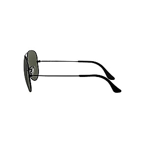 Ray-Ban RB3025 Classic Aviator Sunglasses, Black/G-15 Green, 58 mm