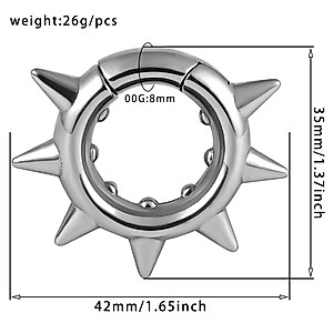 DOEARKO 2 PCS Ear Gauges Seven-Pointed Ear Weights Hangers for Stretched Ear Plugs Tunnels 316 Stainless Steel Hypoallergenic Body Jewelry (For Lobe in 0G (8mm) or Larger, Silver Fashion)