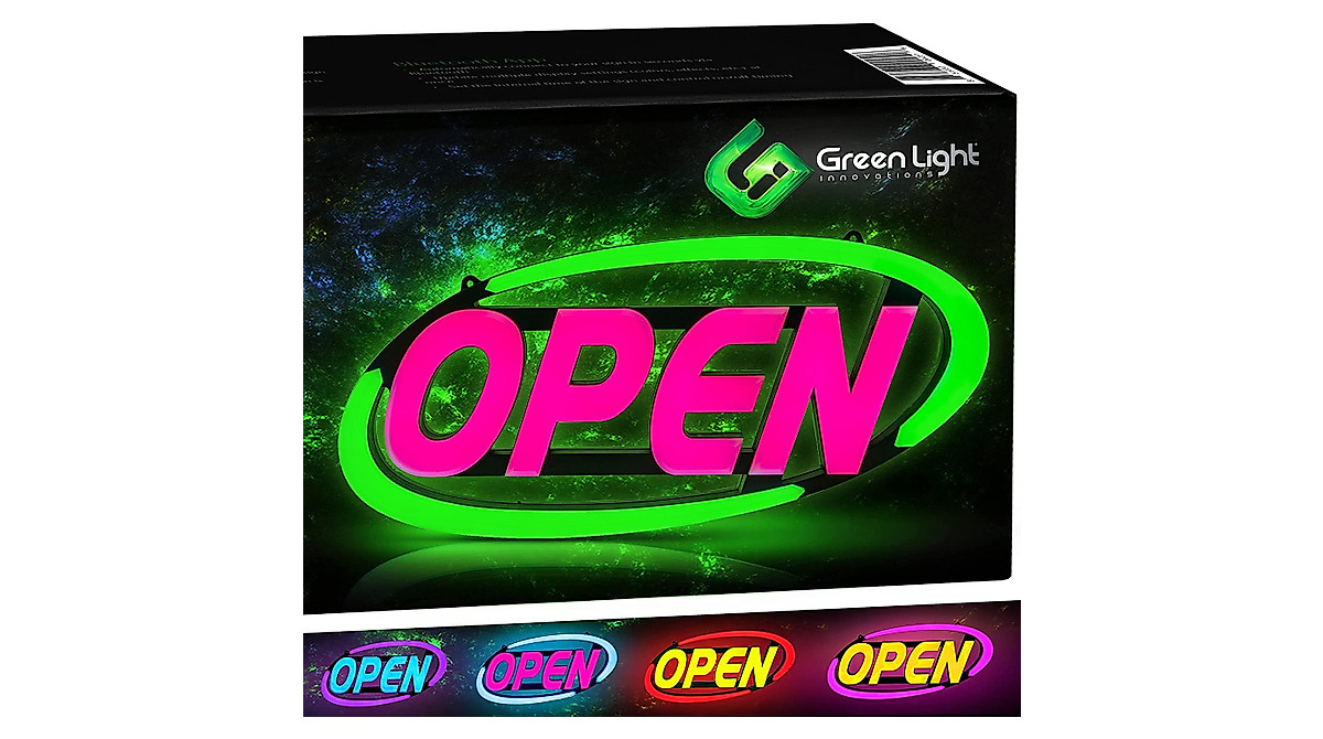 LED Open Sign with 64 Color Combos | Green Light Innovations