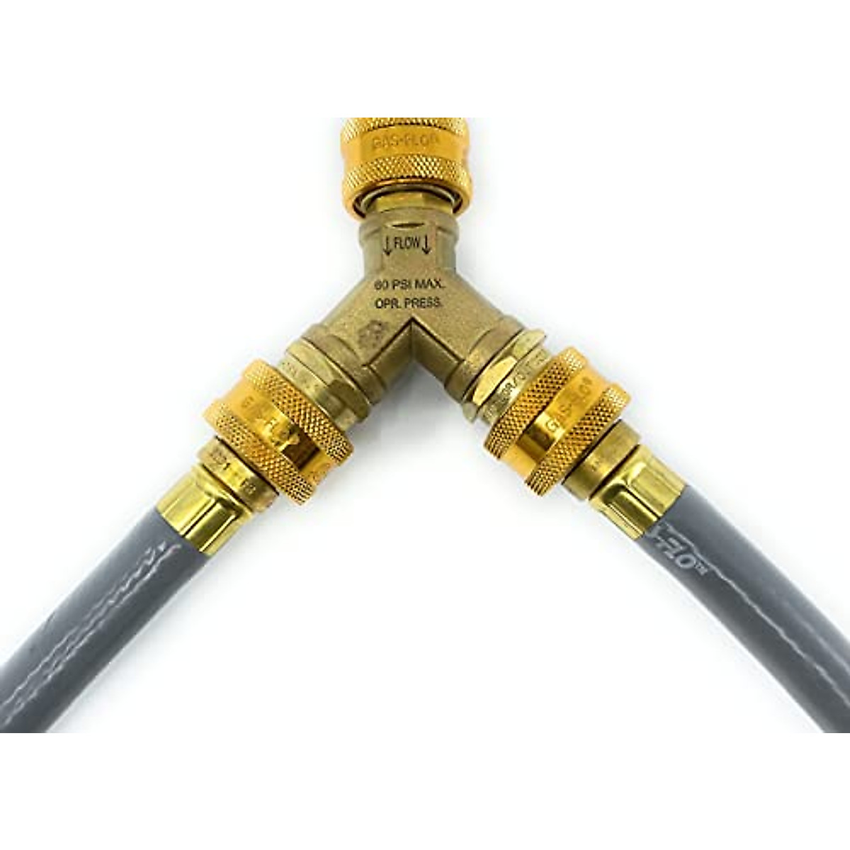 GAS-FLO, Gas Quick Disconnect 3/8 Y Splitter, CSA Certified for Propane and Natural Gas