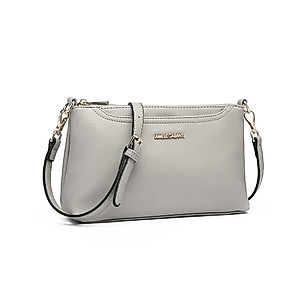 AMELIE GALANTI Small Medium Size Crossbody Bag purse for Women,leather Shoulder handbag with Adjustable Strap (GREY)