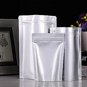 YunKo 100 PACK Mylar Bags for Food Storage Resealable Zippered Foil Bags Sealable Packaging Bags Stand Up Bags For Coffee Bean，Tea (10"X14", 7"x10", 5"x8")