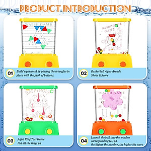 Gejoy 4 Pieces Water Games Handheld Valentines Day Gifts for Kids Mini Waterful Ring Toss Retro Pastime Toys Car Games Birthday Party Favor for Classroom Kids Adults Gifts(Classic Style)