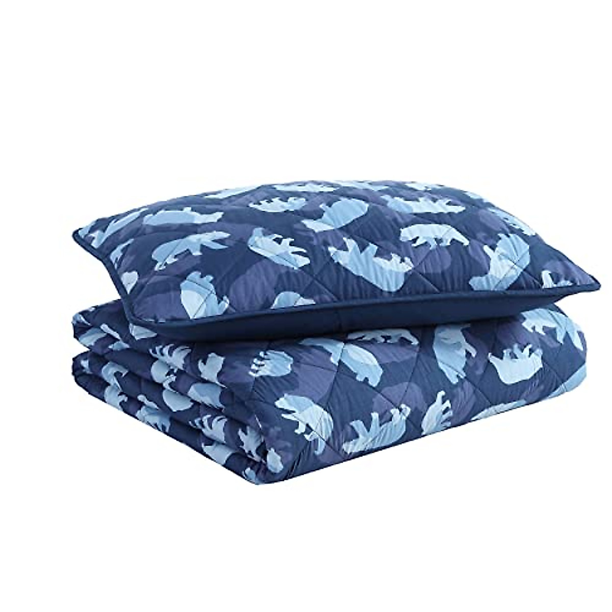 Eddie Bauer - Full Size Quilt Set, Reversible Kids Bedding with Matching Shams, Ideal for Toddler Bedding Set (Camp Camo Navy, Full)