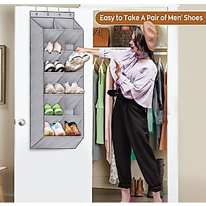 SLEEPING LAMB Shoe Rack for Door with Large Deep Pocket and Hanging Shoe Organizer for Closet Over The Door Shoe Rack