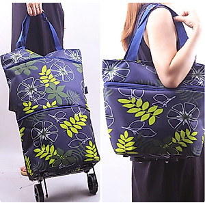 Cowinbest Upgrade Shopping Bag with Wheels Portable Trolley Bags Grocery Cart Hand Pulling Utility with Hand Straps Folding Shopping Cart(B0BB1BK2BY)