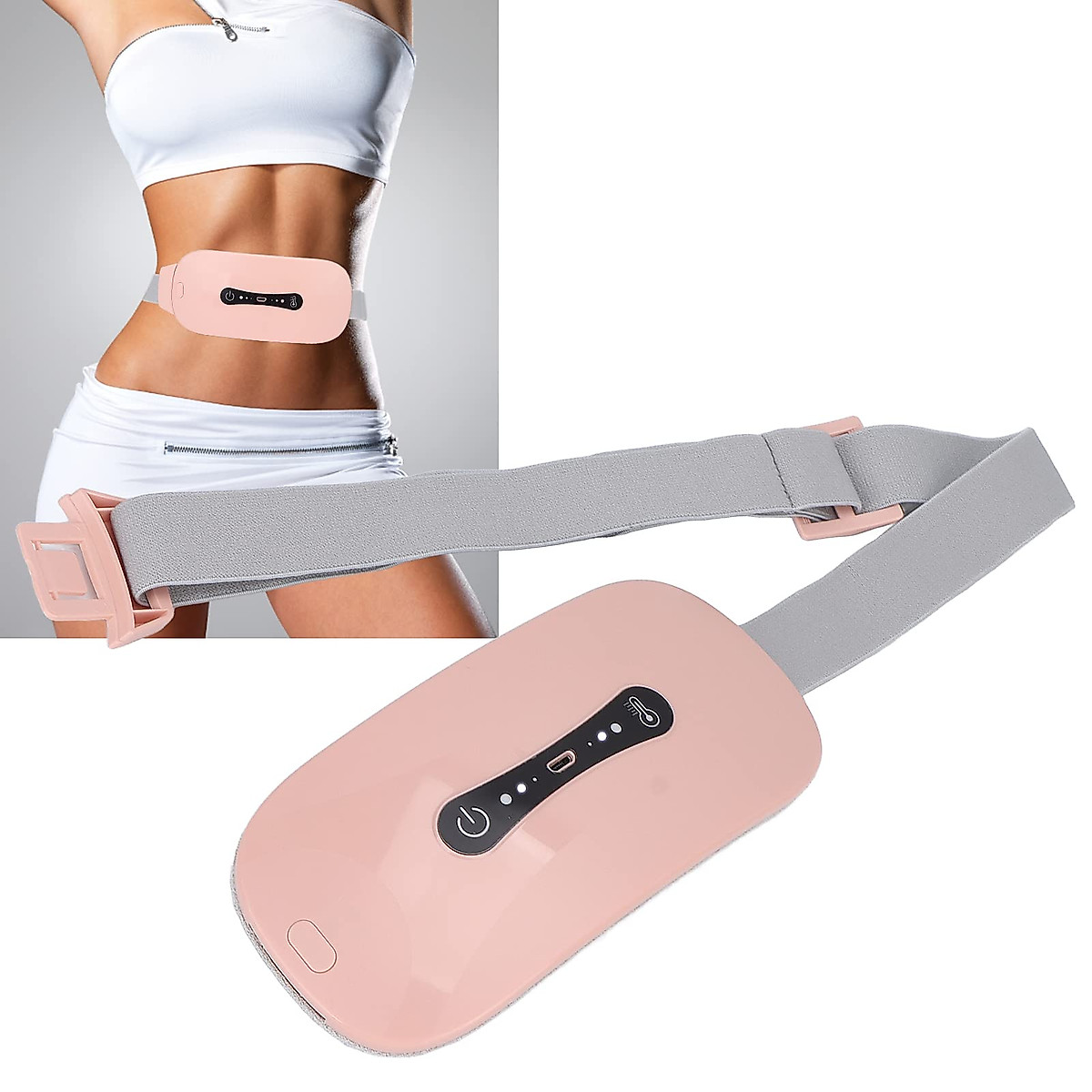 3 Gears Electric Menstrual Heating Pad, Adjustable Cramp Heating Belt Waist Support Heating Belt for Period Pain Relief Cramps Belly Lumbar()