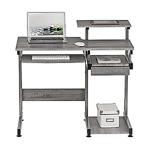 Techni Mobili Complete Computer Workstation Desk, Gray, 37.75" W x 22" D x 35" H