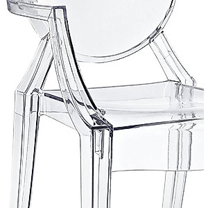 Modway Casper Modern Acrylic Stacking Kitchen and Dining Room Arm Chair in Clear - Fully Assembled