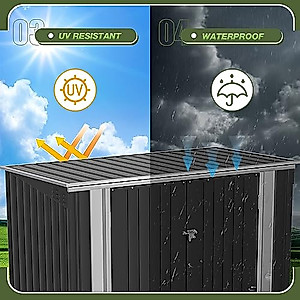 Flamaker 5.8 x 3.3 FT Storage Shed Outdoor Metal Trash Can Shed with Hydraulic Gas Rod Lockable Garden Tool Shed for Backyard, Lawn, Roadsid